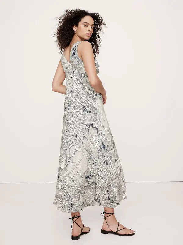 Banana Republic Bias-Cut Matte Silk Maxi Dress In Map Green - 58% Off |  Editorialist