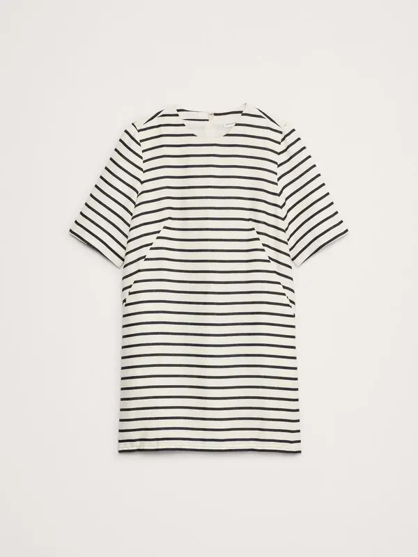 Banana Republic Linen Shift Dress - Black Stripe