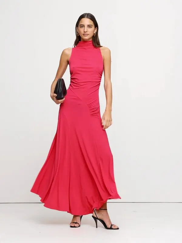 knee length light blue satin dress Blue Satin Halter Midi Dress & Reviews - Blue - Dresses main image 1