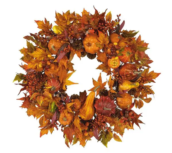 NEARLY NATURAL 28' Harvest Wreath
