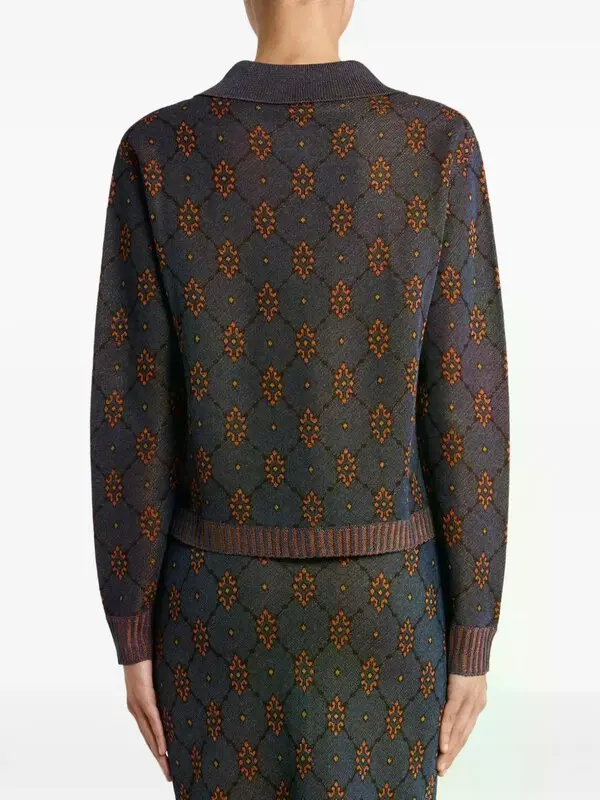 Etro Polo-neck Patterned Cardigan - Blue