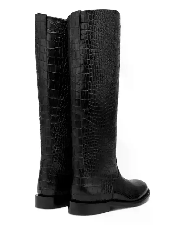 Paris Texas 20mm Montana Croc-embossed Leather Boots - Black