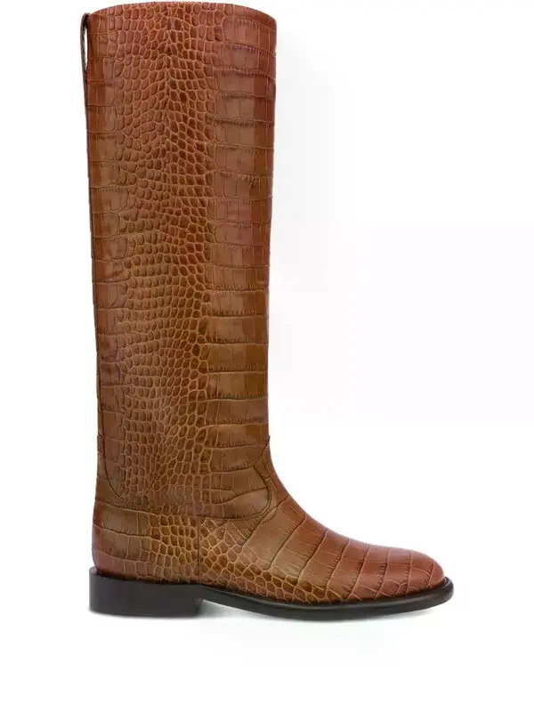Paris Texas 20mm Montana Croco-embossed Leather Boots - Brown