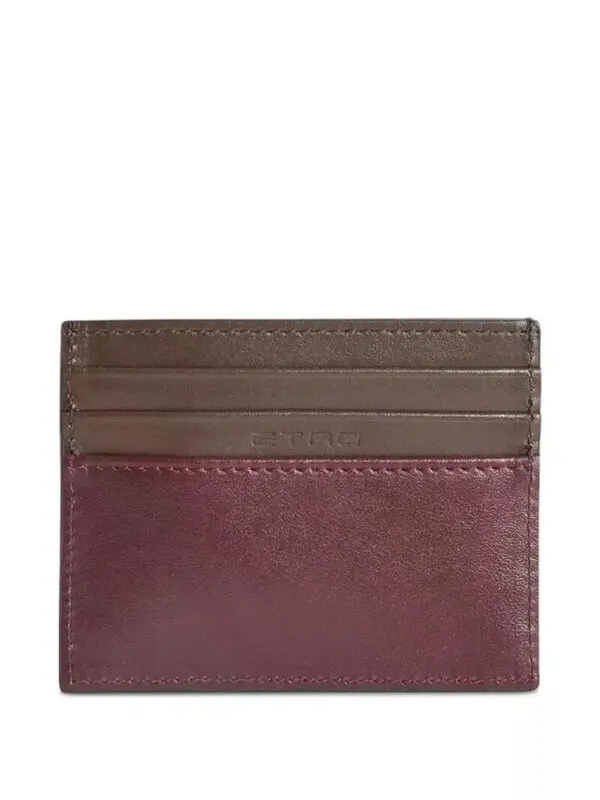 Etro Two-tone Leather Card Holder - Red