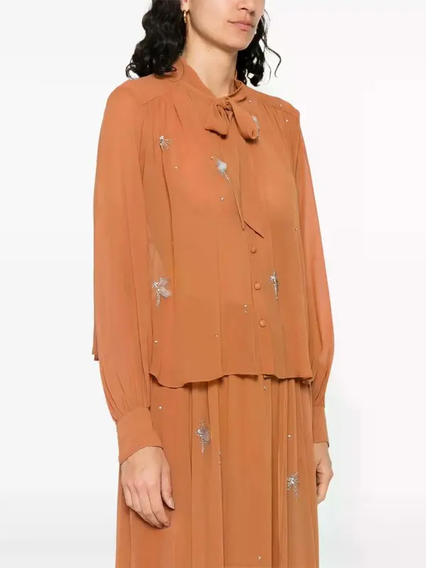 FORTE_FORTE Crystal-embellished Shirt - Brown