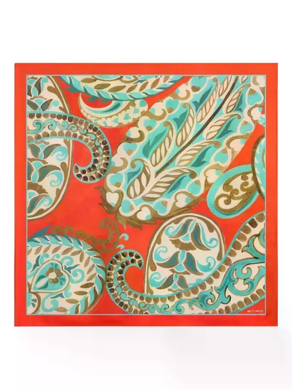 Etro Paisley Silk Scarf - Orange