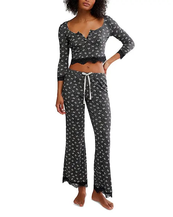 Free People Stolen Dance Sleep Set - Charcoal Combo