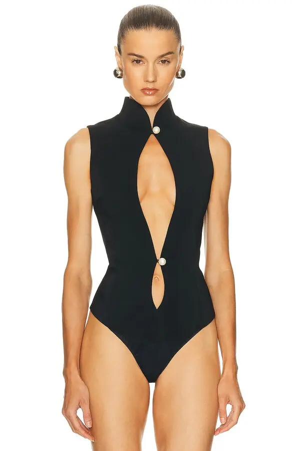 Mugler Cut Out Bodysuit - Black | Editorialist