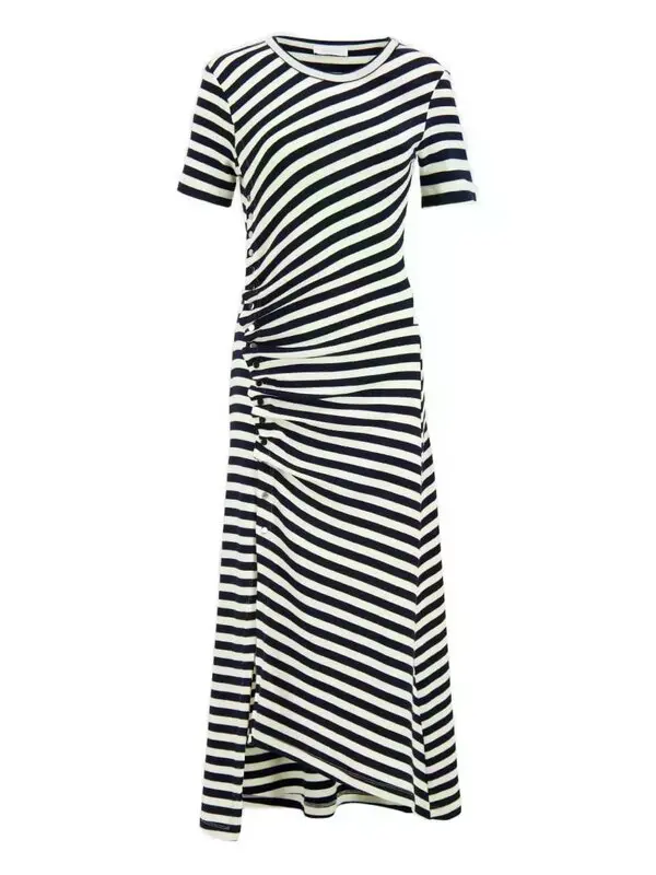 Rabanne Striped Gathered Midi Dress