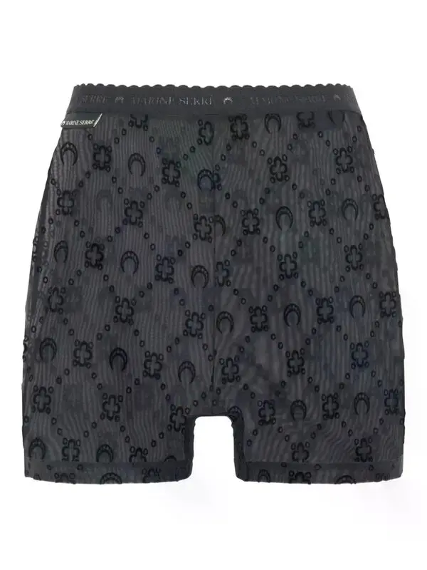 MARINE SERRE Flock-print Mesh Shorts - Black