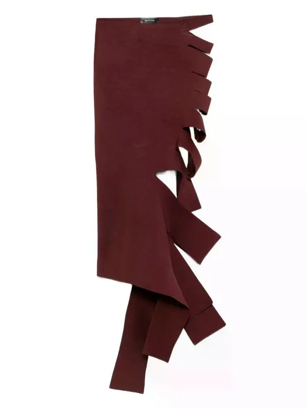 MUGLER Cut-out Asymmetric Skirt - Red
