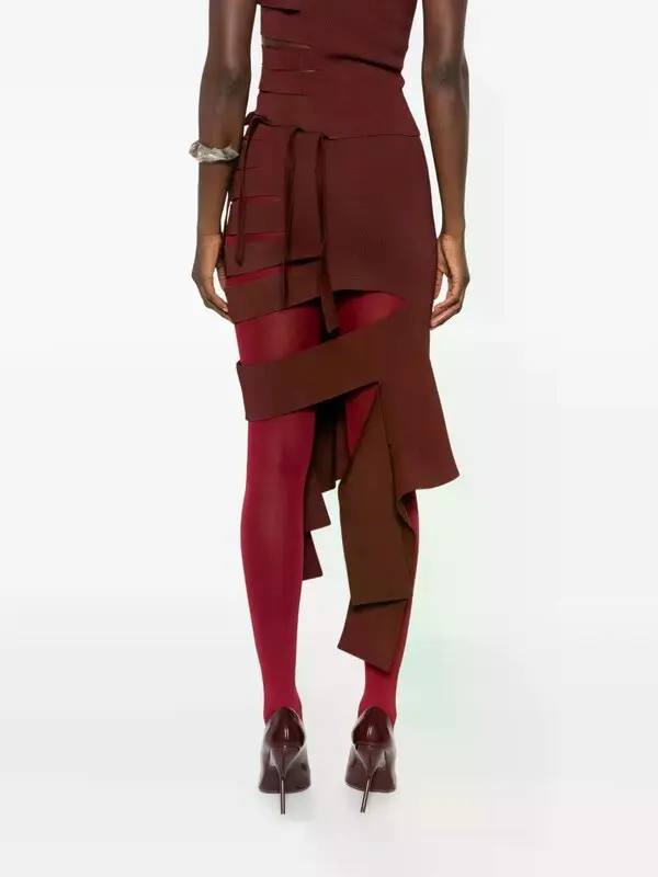 MUGLER Cut-out Asymmetric Skirt - Red
