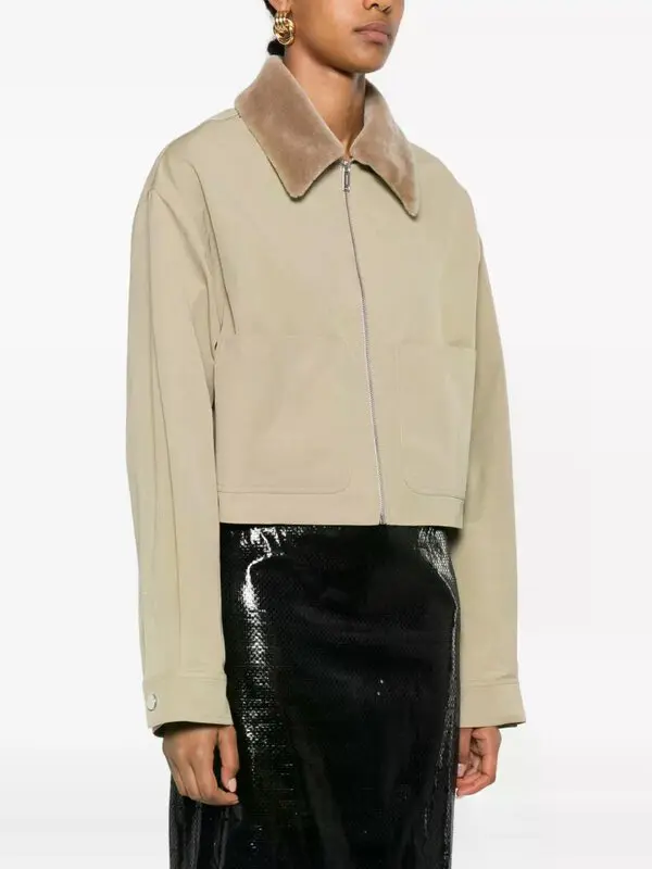 Nanushka Zip-up Jacket With Faux Fur Collar