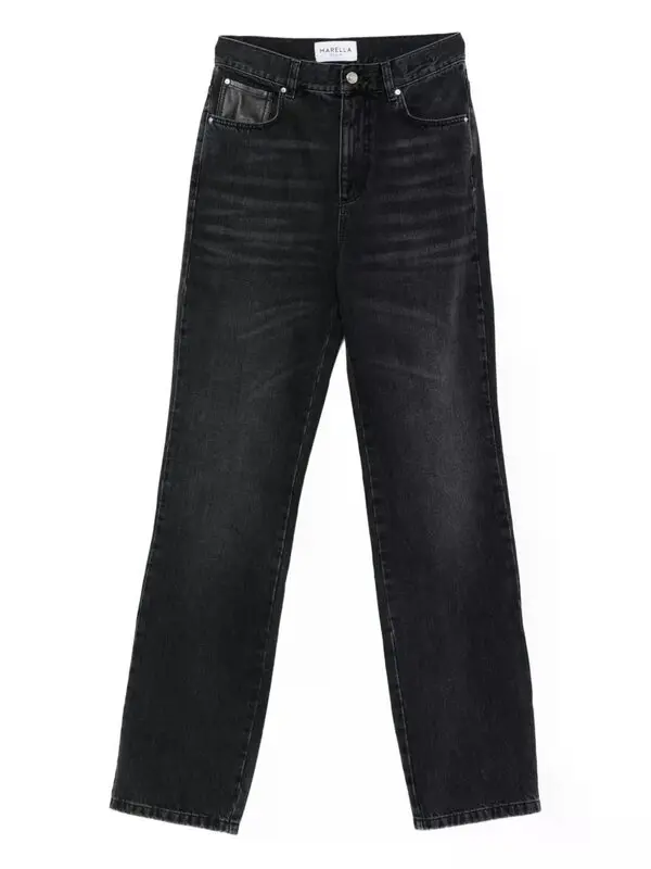 Marella Straight Leg Jeans With Leather Pockets