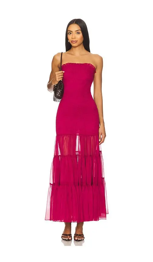 Bardot Azura Strapless Maxi Dress - Pale Burgundy - 31% Off | Editorialist