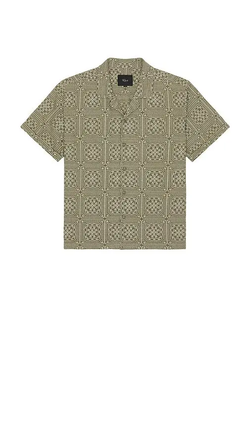 Rails Tyler Camp Collar Shirt In Sage - Surplus Sage Squares