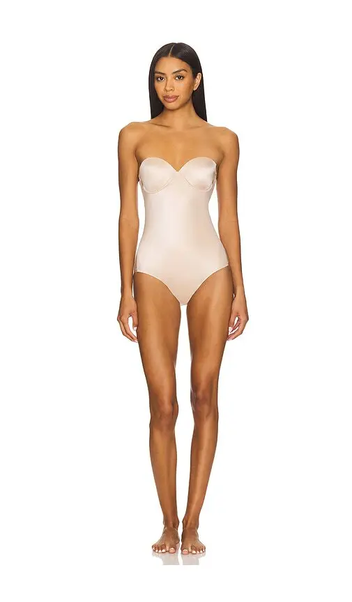 Spanx Sculpt Suit Your Fancy Strapless Bodysuit - Champagne Beige