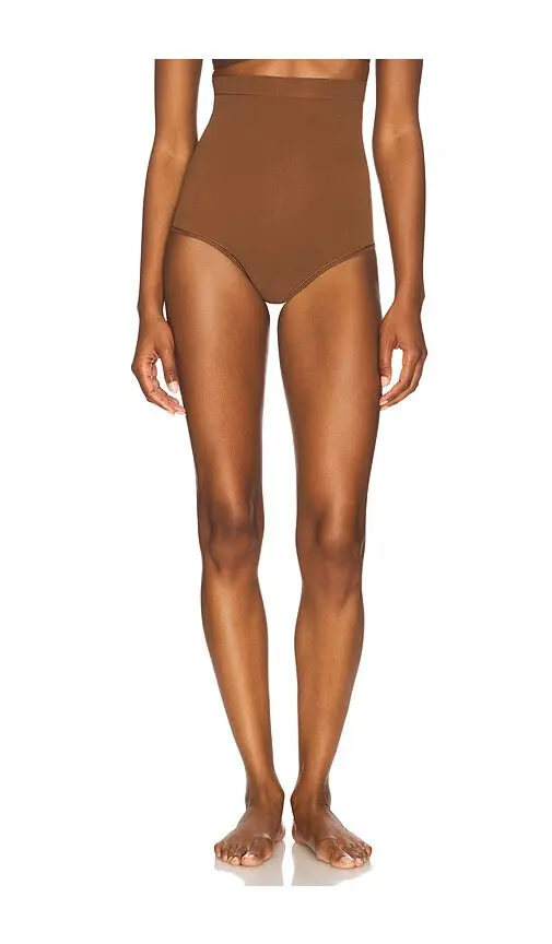 Spanx Seamless Power High Waisted Thong In Brown - Chestnut Brown