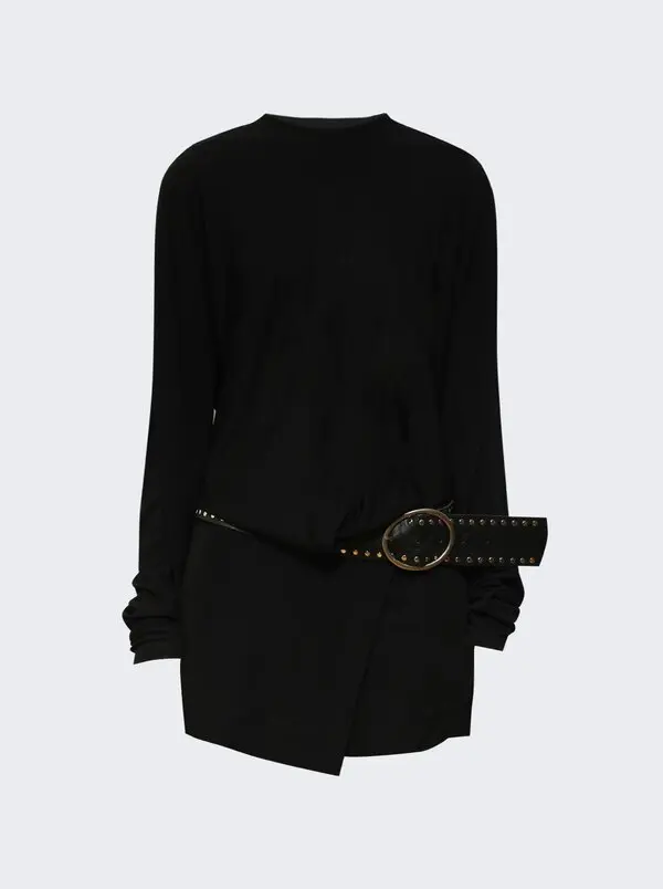 Christopher Esber Leather Belted Magyar Tie Dress