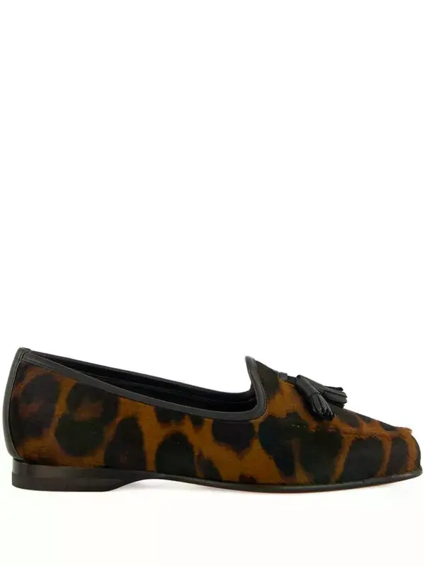 Santoni Leopard-print Leather Loafers
