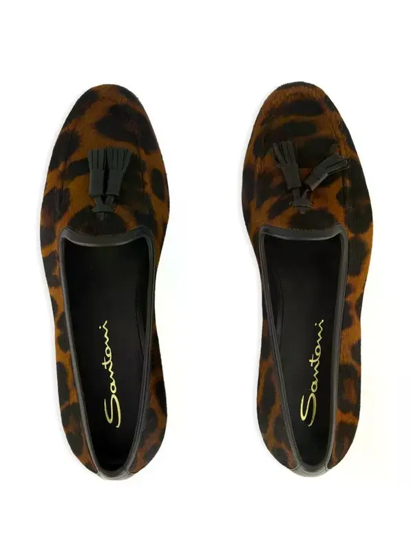 Santoni Leopard-print Leather Loafers