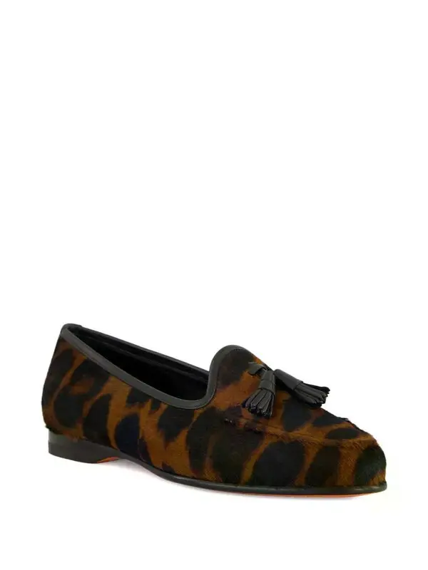Santoni Leopard-print Leather Loafers