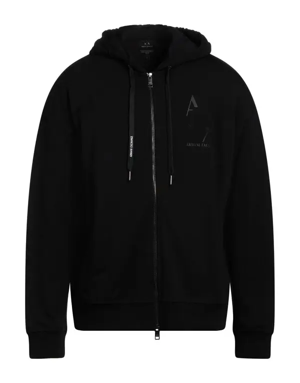 Armani Exchange Cotton Blend Terry Zip-up Hoodie - Black