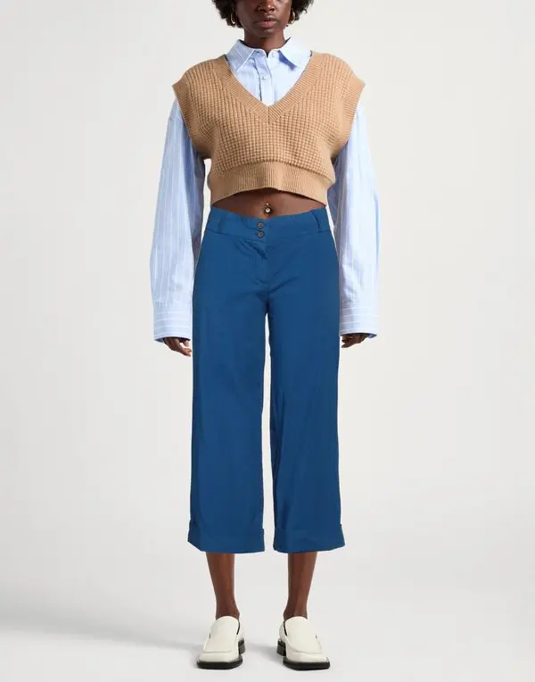 Rossopuro Solid Culottes With Folded Hem