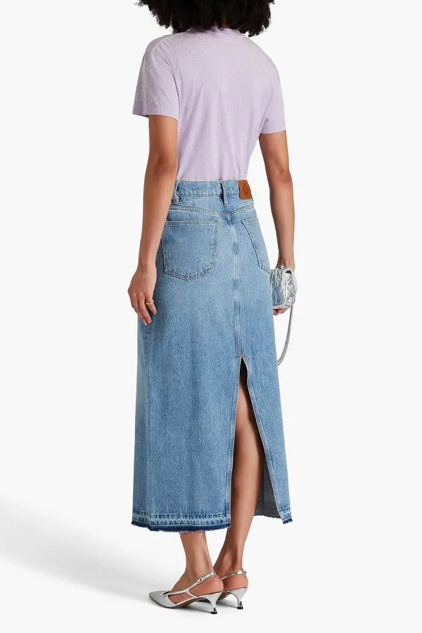 Maje Chain-embellished Denim Maxi Skirt