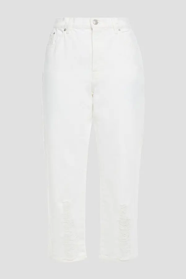 Alexander McQueen Cropped Distressed Boyfriend Jeans