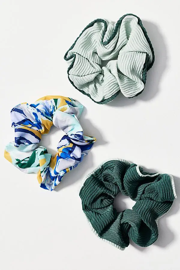 (3) set Anthropologie scrunchie HAIR BANDS Set of 3 Sequin Hairband and Scrunchies | Anthropologie UK main image 3