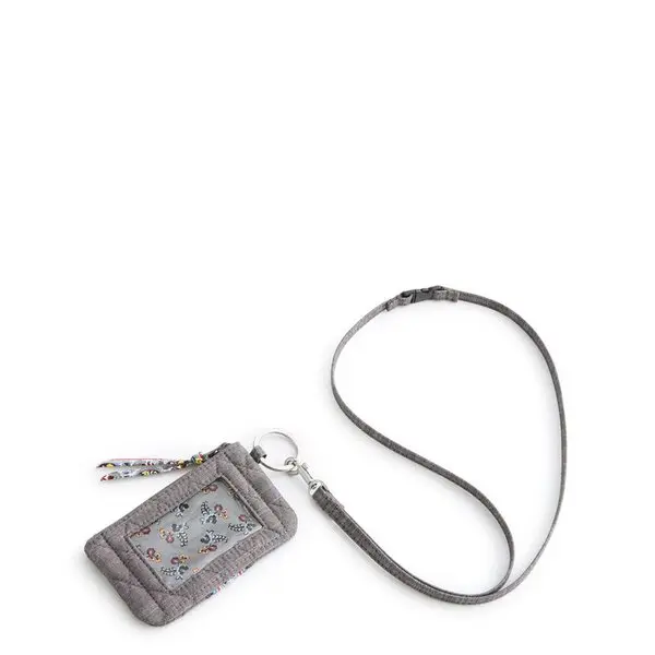 VERA BRADLEY Zip Id Breakaway Lanyard In Black Chambray - Gray