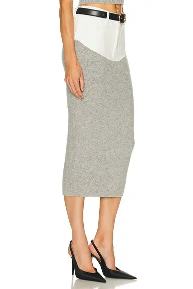 SELF-PORTRAIT Knit Denim Insert Midi Skirt