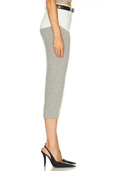 SELF-PORTRAIT Knit Denim Insert Midi Skirt