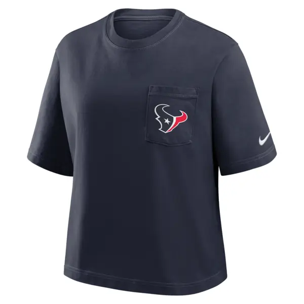 Nike Houston Texans Rewind Pocket Boxy Nfl T-shirt - Blue