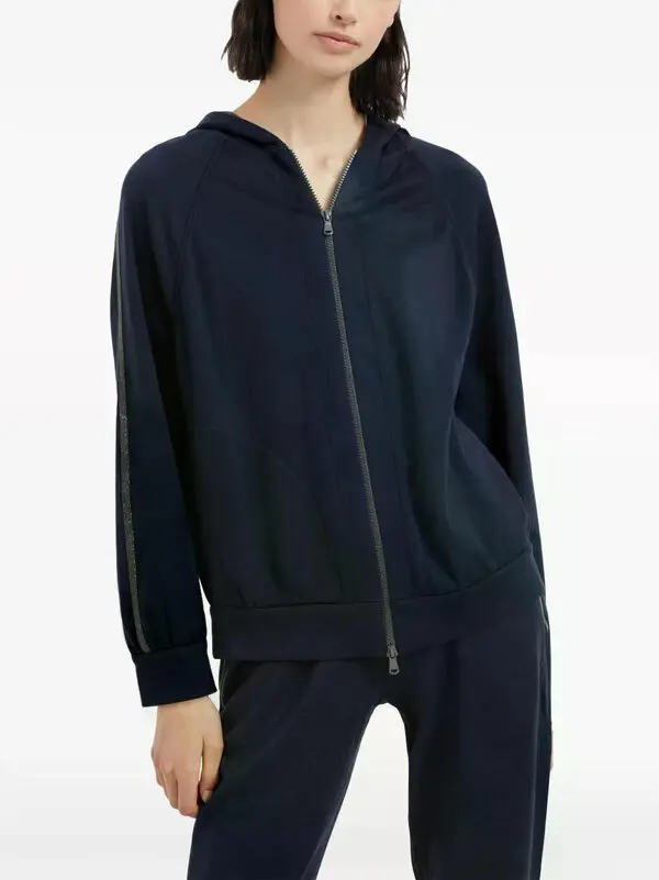 Brunello Cucinelli Zip-up Cotton-blend Hoodie - Blue