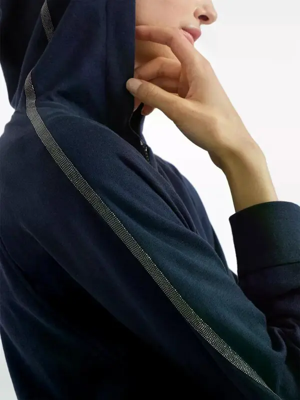 Brunello Cucinelli Zip-up Cotton-blend Hoodie - Blue