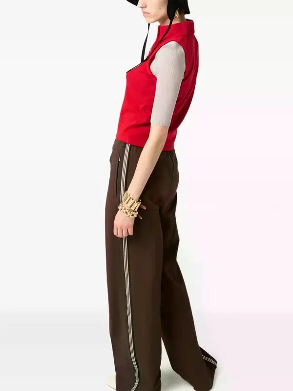 Miu Miu Ribbed-collar Zip-front Sleeveless Vest
