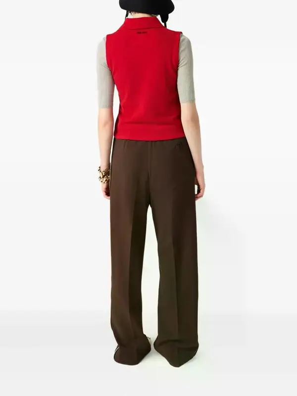 Miu Miu Ribbed-collar Zip-front Sleeveless Vest