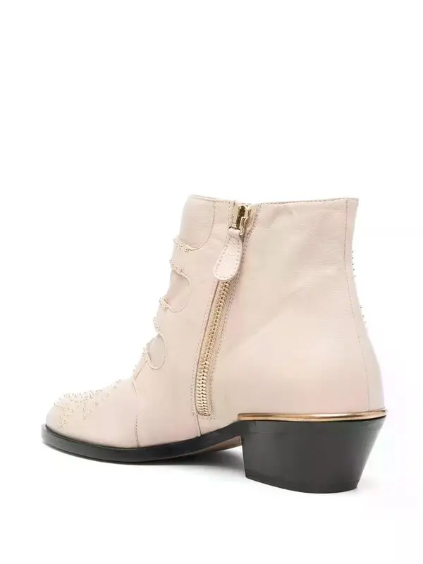 Chloé Susanna Studded Triple-strap Biker Boots - Neutrals