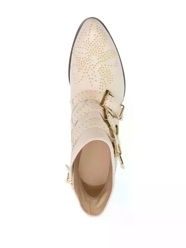 Chloé Susanna Studded Triple-strap Biker Boots - Neutrals