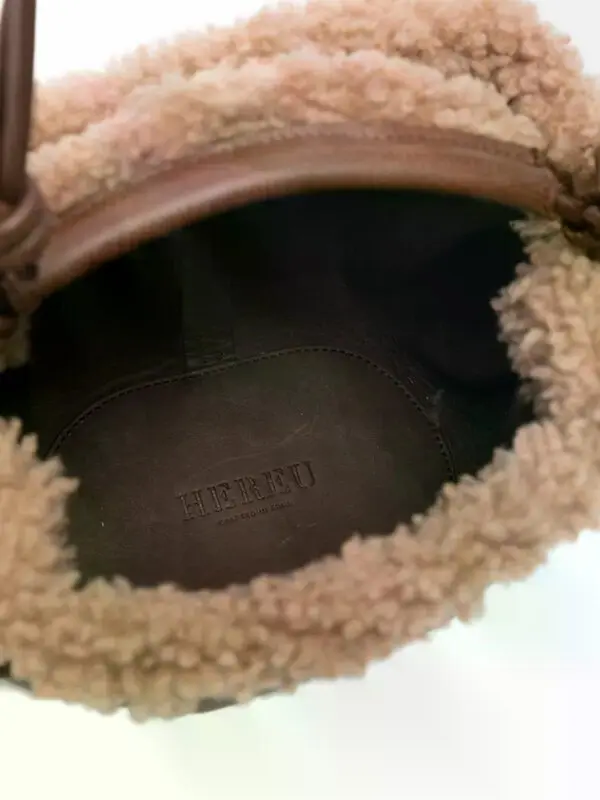 Hereu Leather Shearling Tote Bag