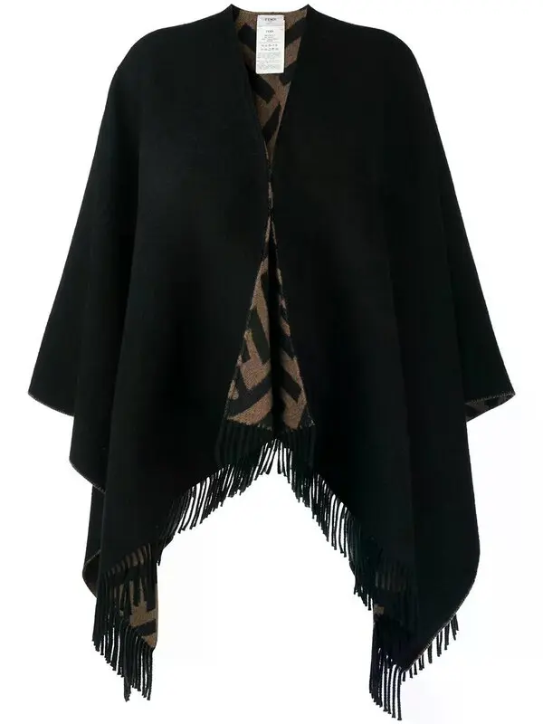Fendi Monogram Pattern Cape - Black