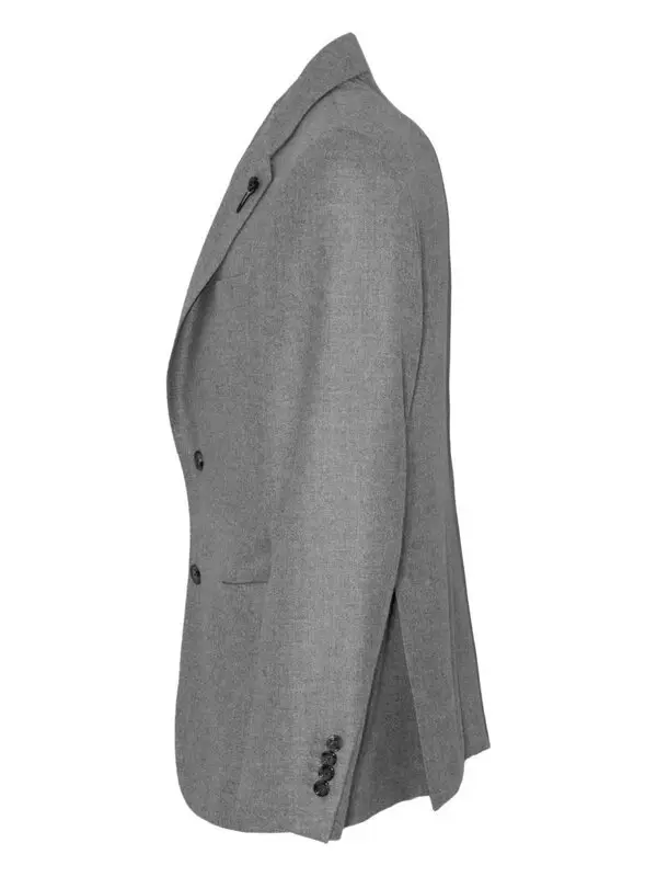 LARDINI Brooch-detail Cashmere Blazer - Grey
