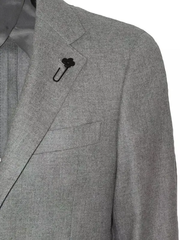 LARDINI Brooch-detail Cashmere Blazer - Grey