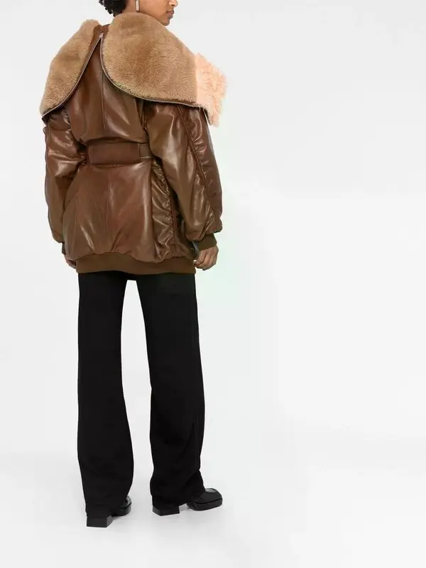 Prada Shearling-trim Zip-up Leather Jacket