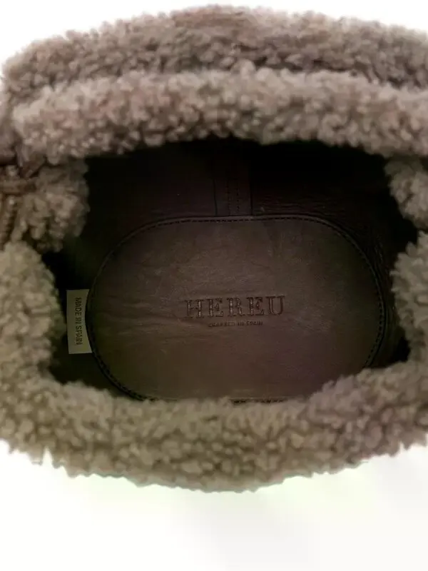 Hereu Leather Tote Bag With Shearling Trim