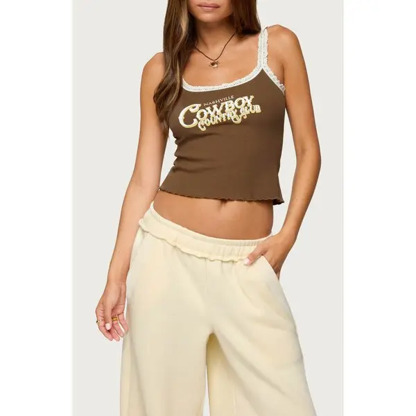 EDIKTED Graphic Crop Tank