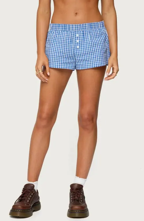 EDIKTED Gingham Boxer Shorts - Blue