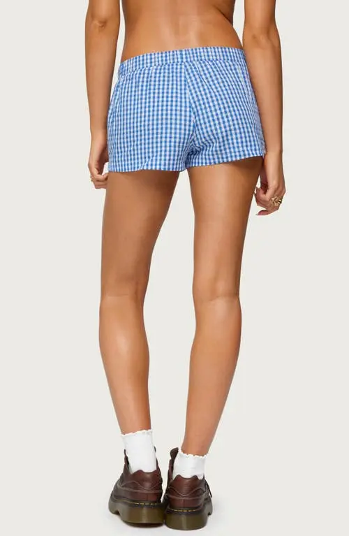 EDIKTED Gingham Boxer Shorts - Blue